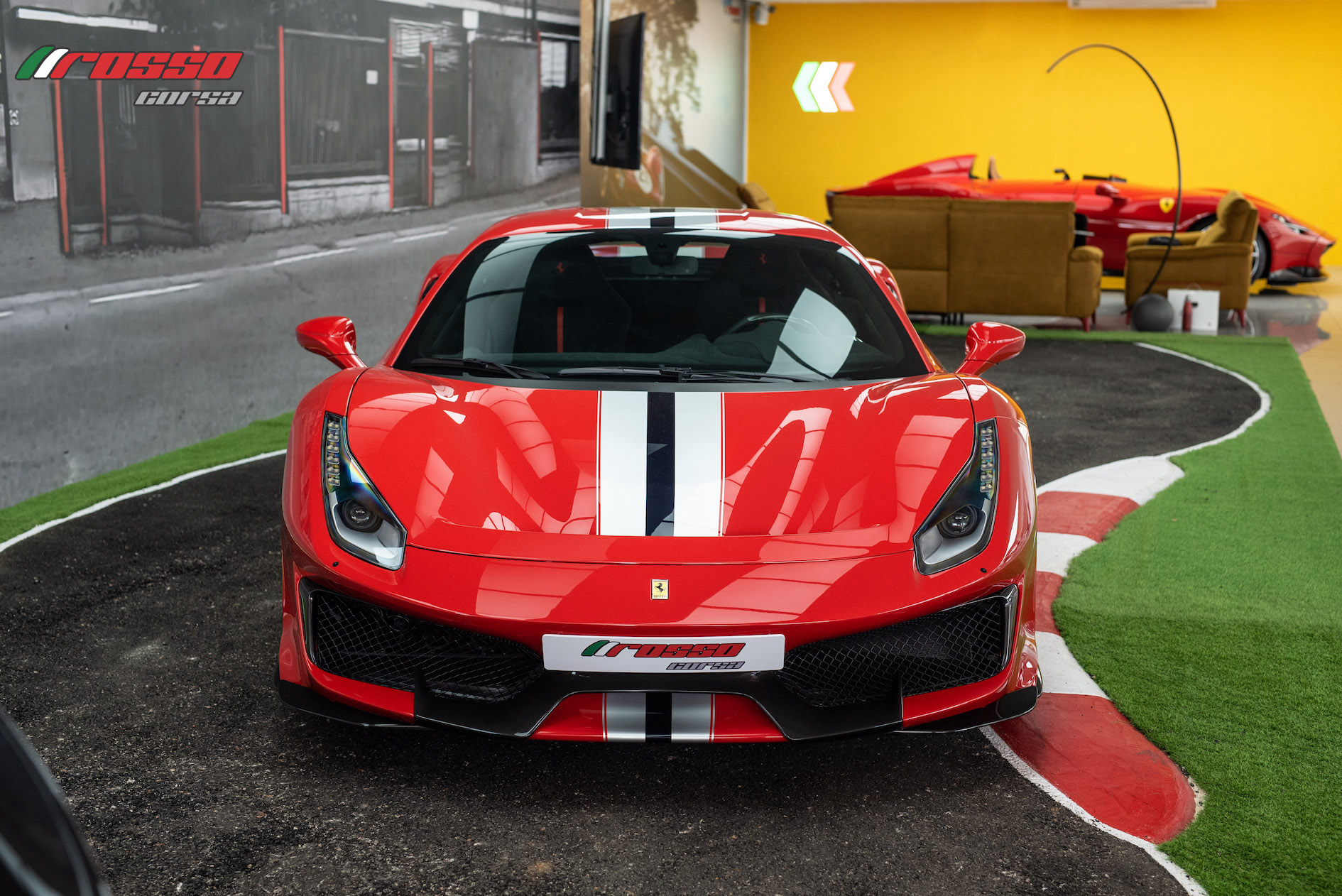 Black Alcantara interior Ferrari 488 Pista - Rosso Corsa