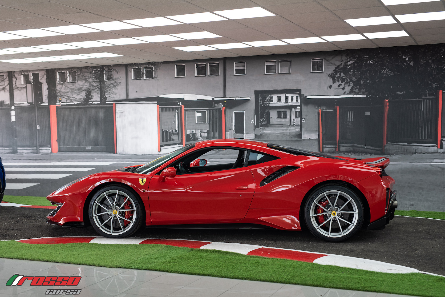 Black Alcantara interior Ferrari 488 Pista - Rosso Corsa