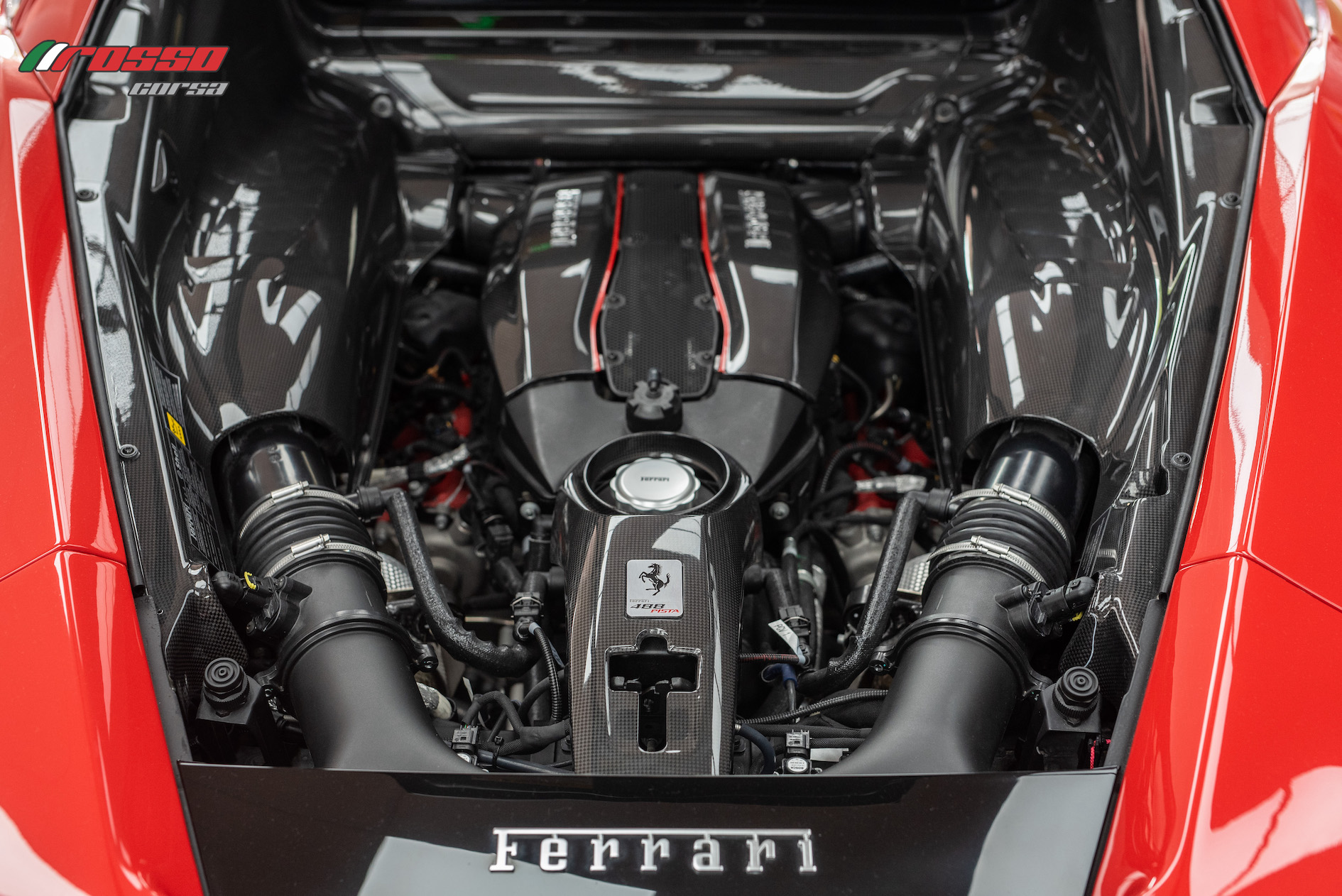 Black Alcantara interior Ferrari 488 Pista - Rosso Corsa