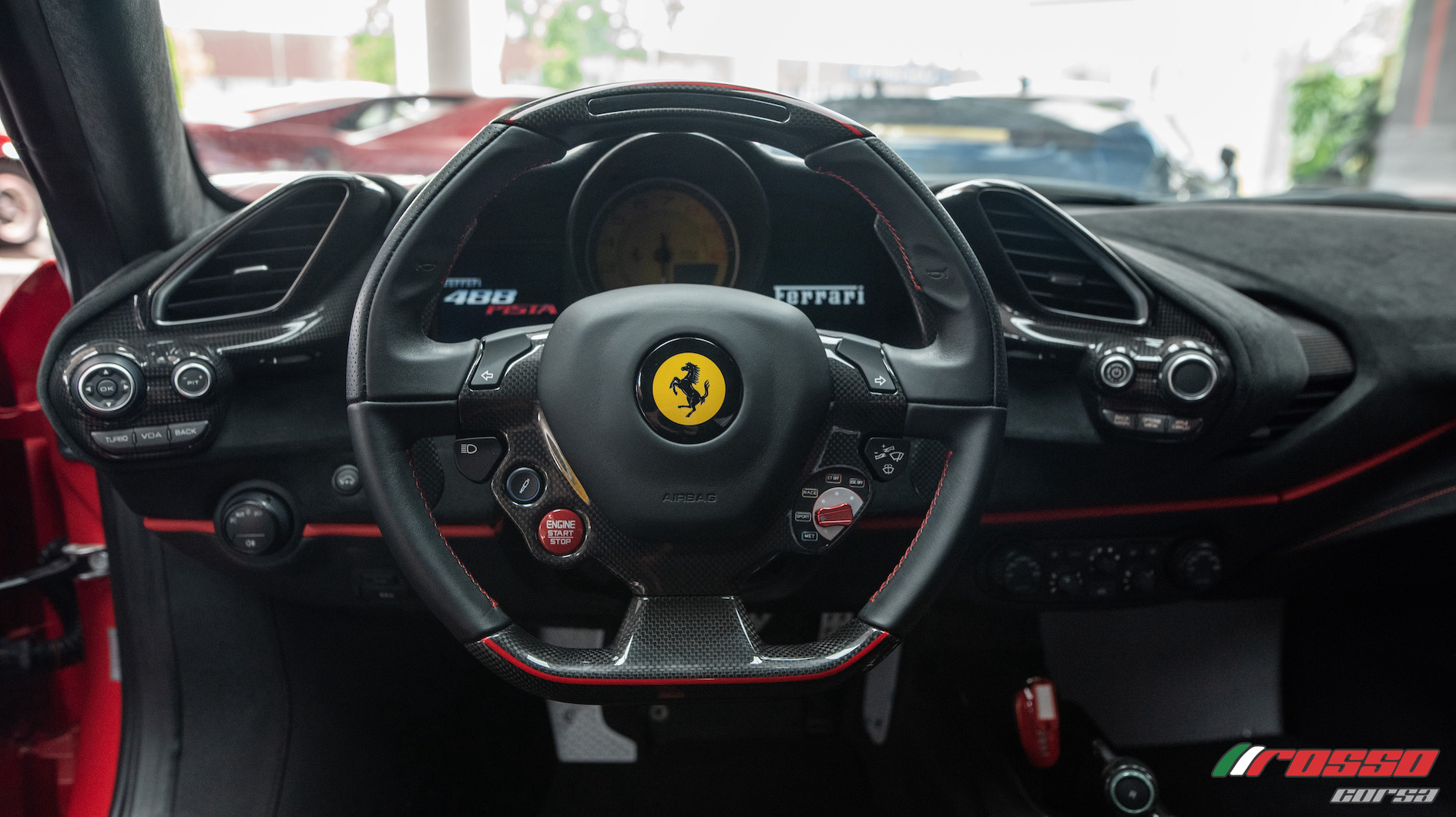 Black Alcantara interior Ferrari 488 Pista - Rosso Corsa